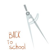 Funny flat cartoon vector school compass icon N2 free image download