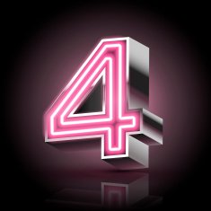 3d pink neon light number 4 free image download