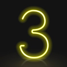 3d yellow neon light number 3 free image download