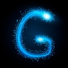 3d blue sparkler firework letter G free image download