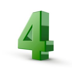 3d shiny green number 4 free image download