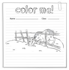 Coloring worksheet with a cow free image download