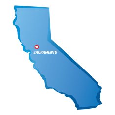 Vector drawing map of California and Sacramento free image download