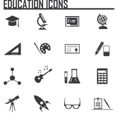 Education icons set on white free image download