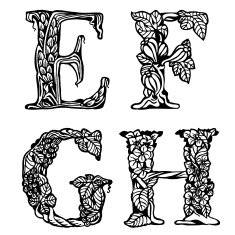 Set of letters EFGH free image download