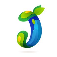 J letter volume ecology logo with leaves and water drops free image ...