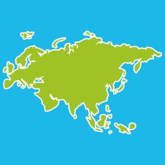 Eurasia map green continent on blue background Vector free image download