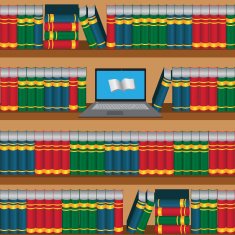 Book shelf with laptop online library free image download