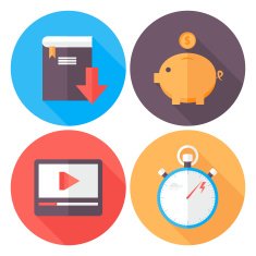 Website Circle Icons with long Shadows free image download