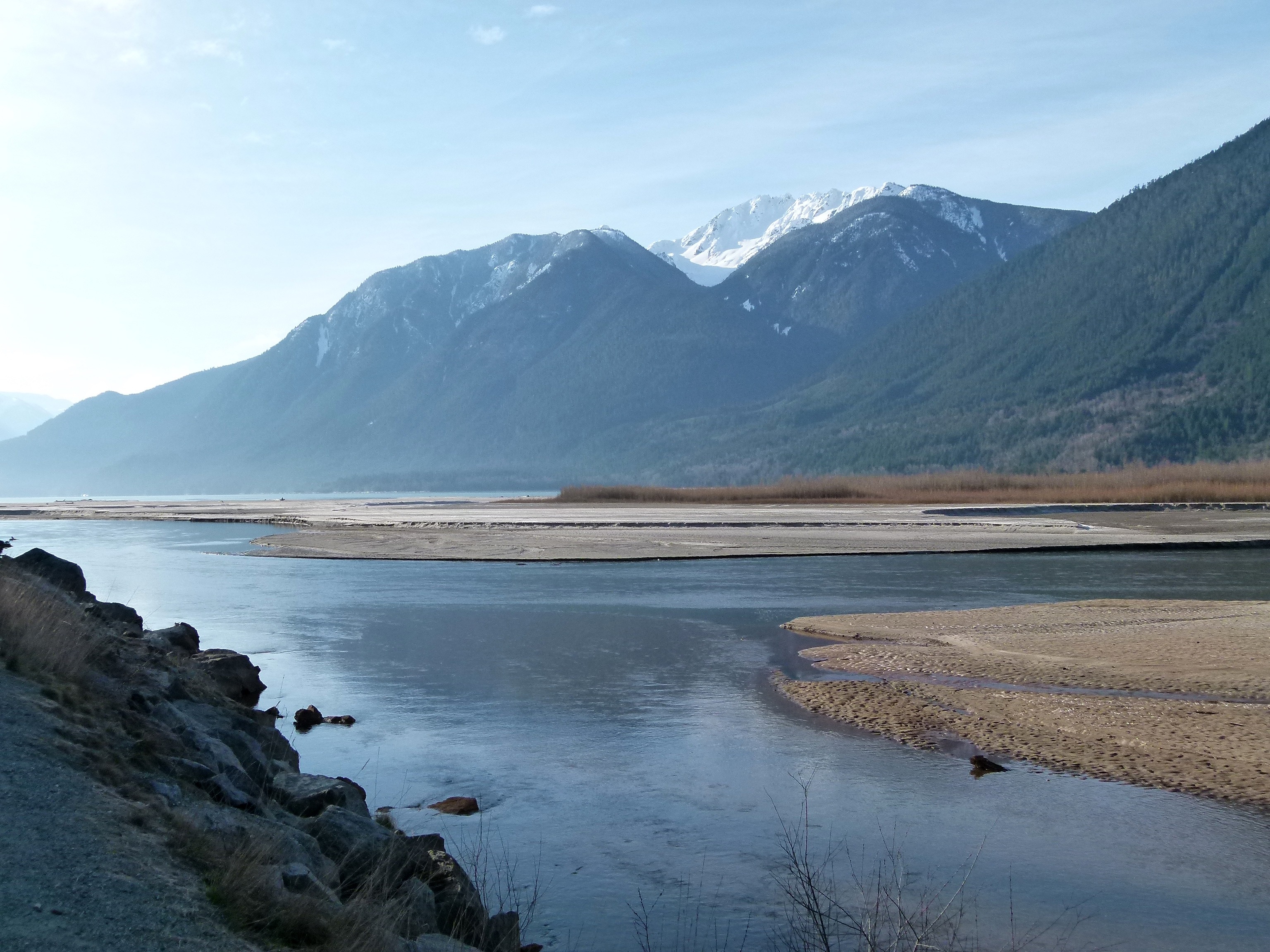 Panoramic view of Lake lillooet and mountains in British Columbia free ...