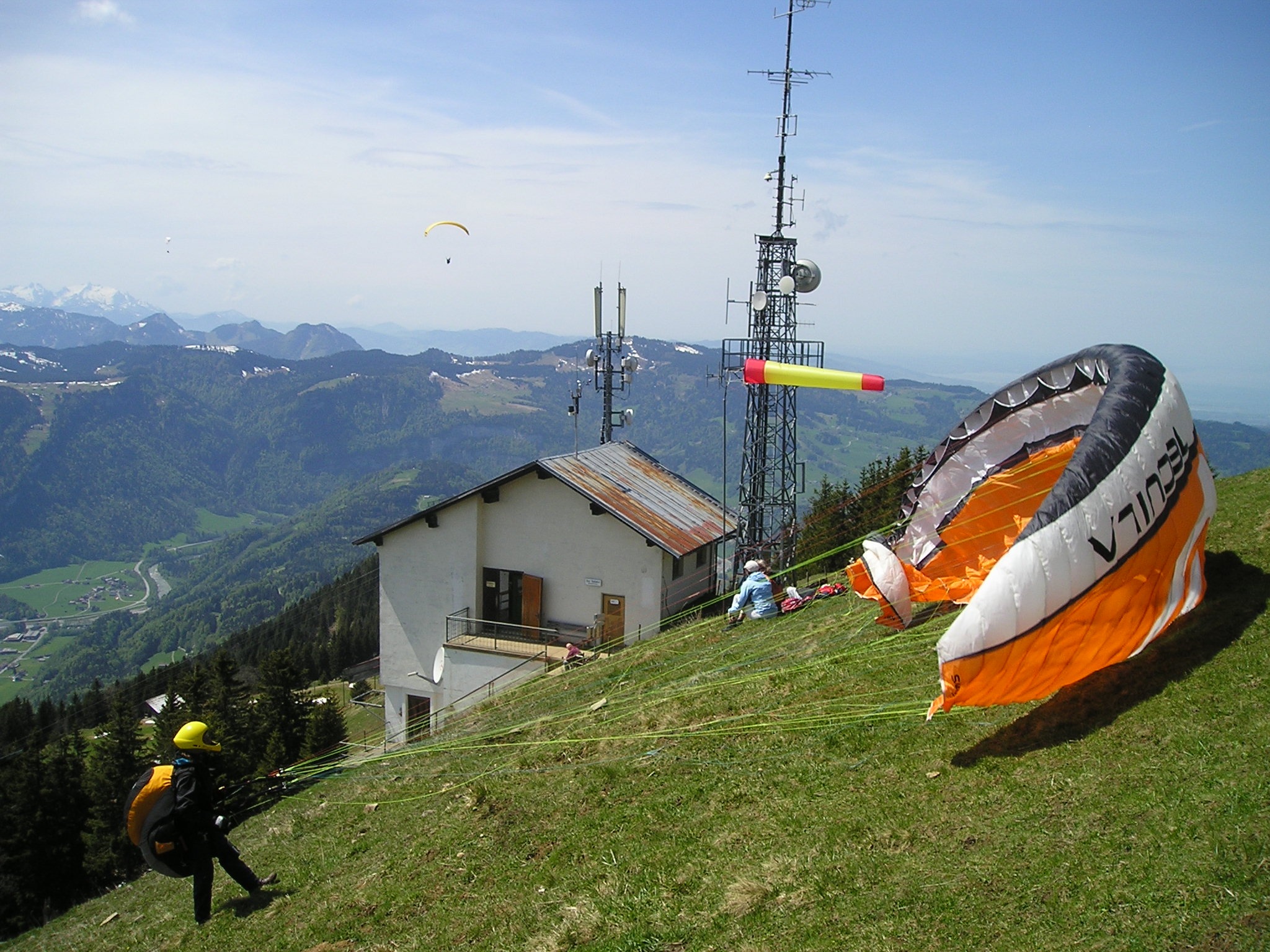 Paraglider on start in mountain landscape free image download