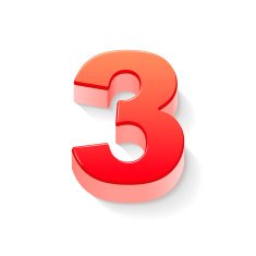 3d shiny red number 3 free image download