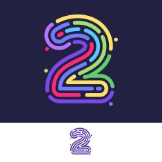 Number two colorful line fingerprint icon N2 free image download