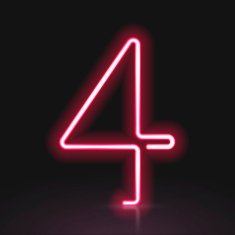 3d red neon light number 4 free image download