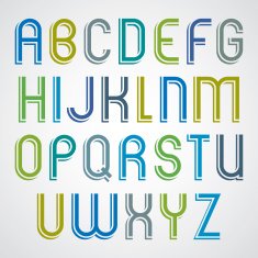Colorful cartoon slim font rounded upper case letters free image download