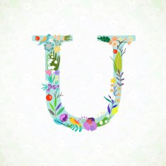 The letter U Bright floral element of colorful alphabet free image download