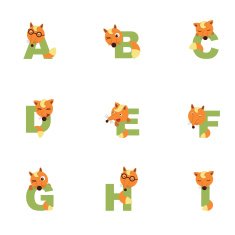 Alphabet A-I Fox N2 free image download