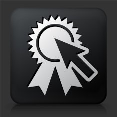 Black Square Button with Award Ribbon and Cursor free image download