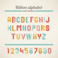 Ribbon Latin alphabet and numbers free image download