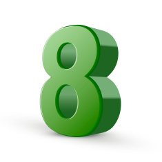3d shiny green number 8 N3 free image download