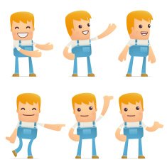 Set of mechanic character in different poses N2 free image download
