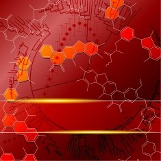 Red science background with molecules free image download