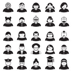 People face icons set vector format free image download
