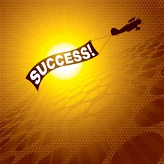 Success Banner with Biplane Background free image download