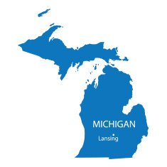 Blue map of Michigan free image download
