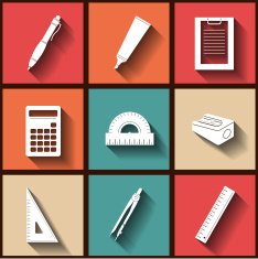 Set of 9 flat icons instruments for education N2 free image download