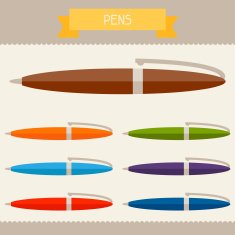 Pens colored templates for your design in flat style free image download