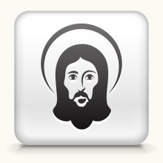 Square Button with Jesus Christ Face free image download