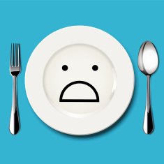 Horror face draw on white plate with spoon and fork free image download