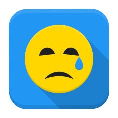 Crying yellow smile app icon with long shadow free image download