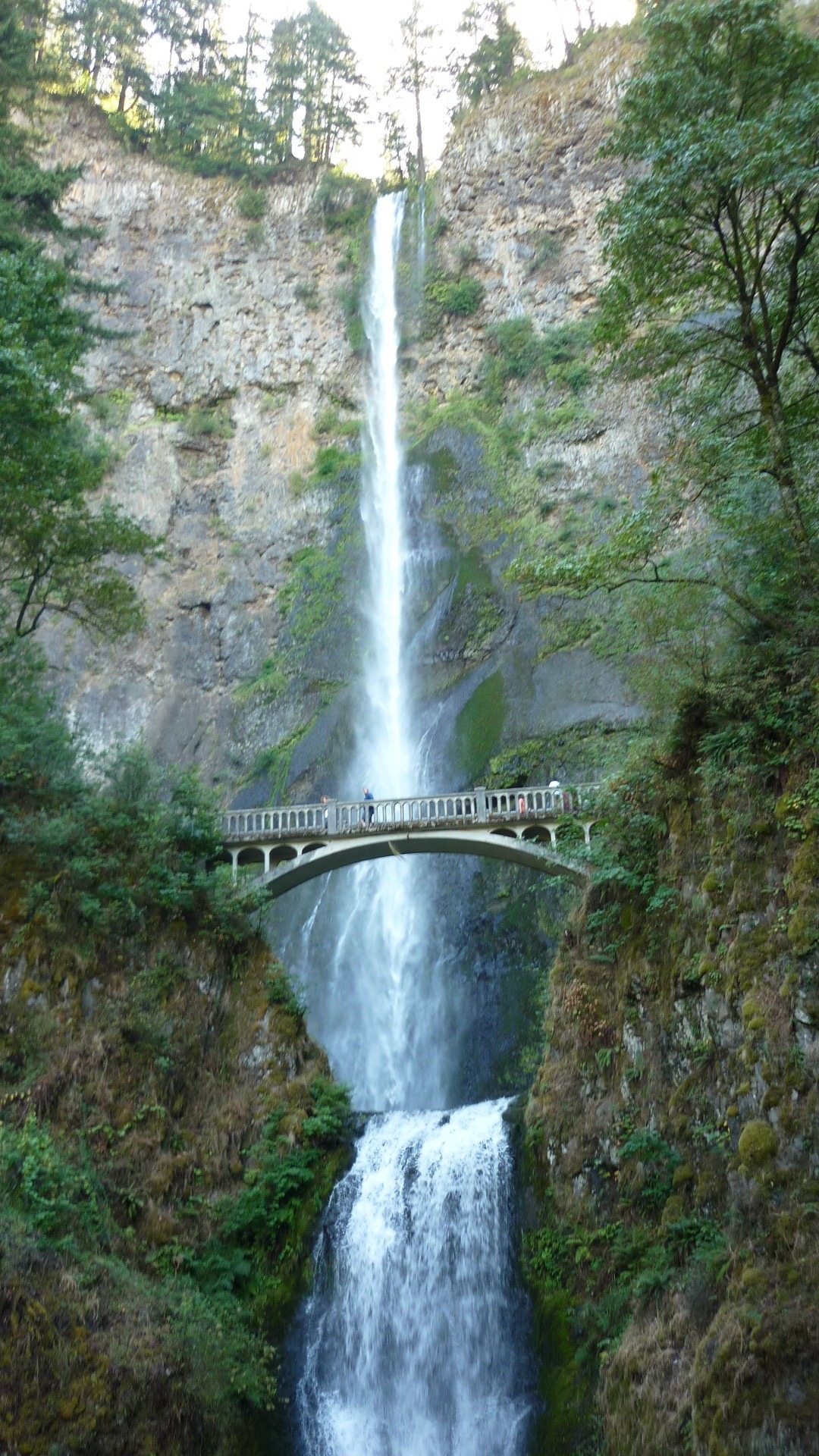 Multnomah falls stone bridge free image download