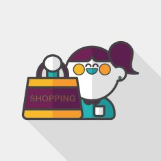 SALE Shopaholic flat icon with long shadow eps10 N14 free image download
