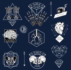 Set of Labels with hand draw human N3 free image download