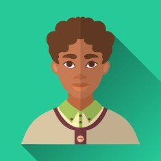Young african american man square flat icon free image download