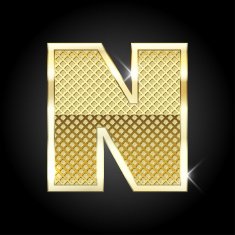 Vector metal gold letter N free image download