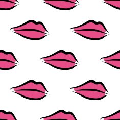 Hot pink lips kisses seamless pattern free image download