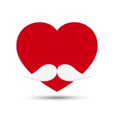 Vector Love Heart with Mustache free image download