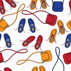 Colourful array of shoes and handbags free image download