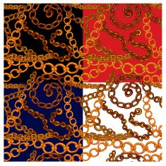 Set of seamless patterns with handdrawn Gold chains N2 free image download