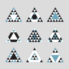 Geometrical blue tile equilateral triangles icons set free image download