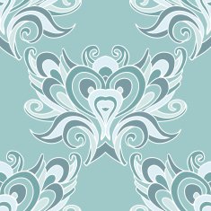 Blue oriental damask swirl seamless vector design free image download