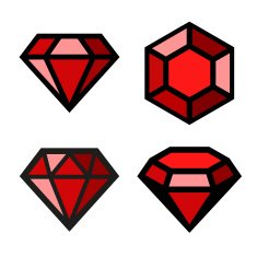Ruby vector icons set N2 free image download