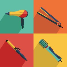 Icons set of hair styling tools free image download