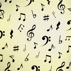 Beautiful beige music background with notes vector free image download