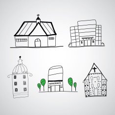 Hand drawn buildings N2 free image download