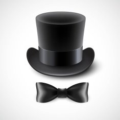 Vintage top hat and a bow tie Vector illustration free image download